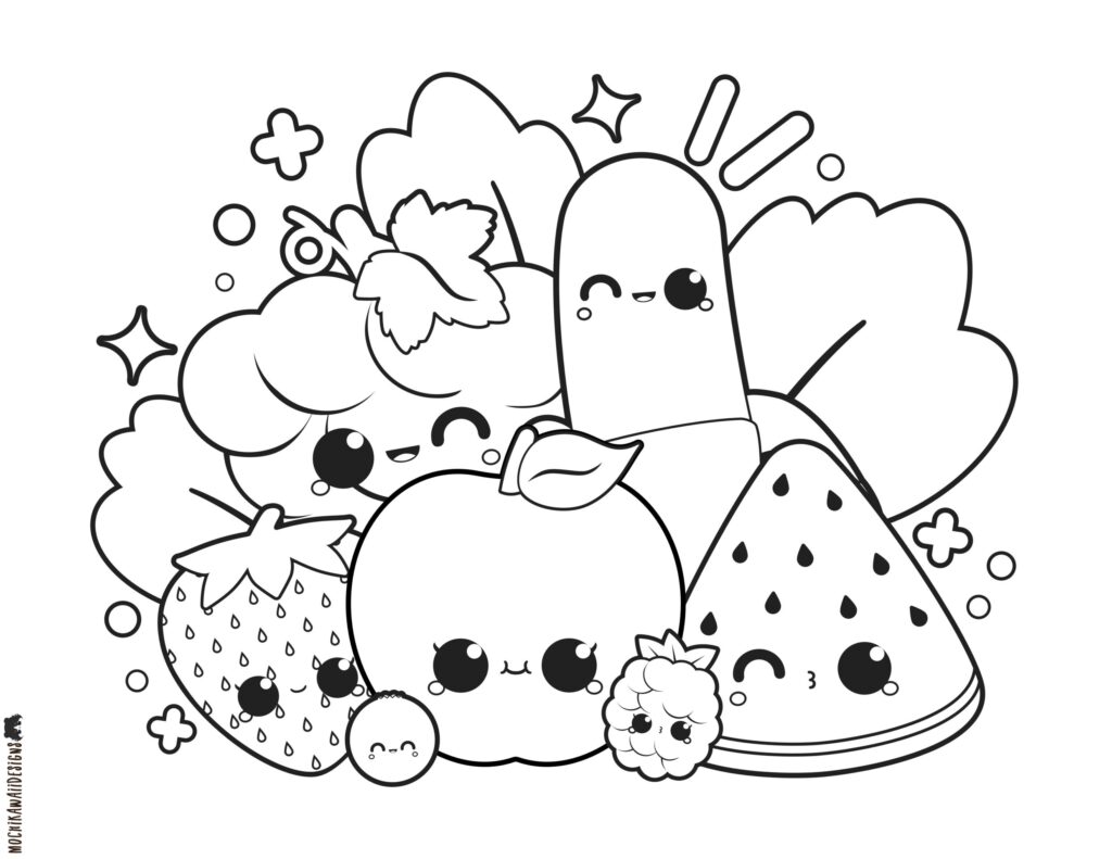 Free Kawaii Fruit Coloring Page - Get yours | MochiKawaiiDesigns